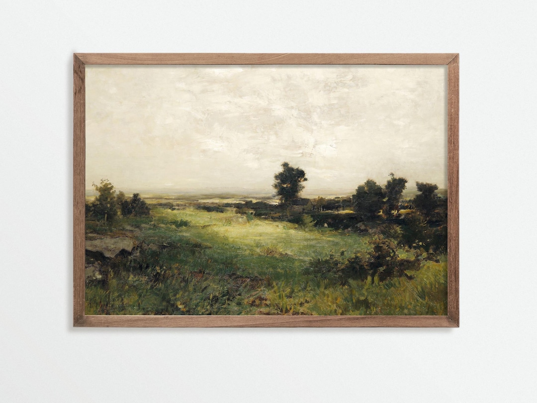 Vintage Landscape Art Print, Serene Countryside Scene, Impressionist ...