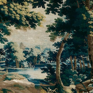 Rococo Landscape Tapestry Art Print, Vintage Scenic Wall Art, Elegant ...