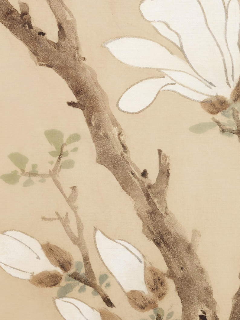 Magnolia Blossom Framed Canvas Triptych – Elegant Asian-inspired Wall ...