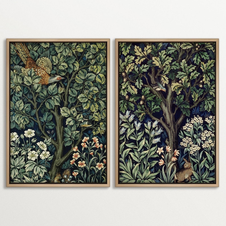 Framed William Morris Canvas Print Set, Botanical Wall Art, Vintage ...