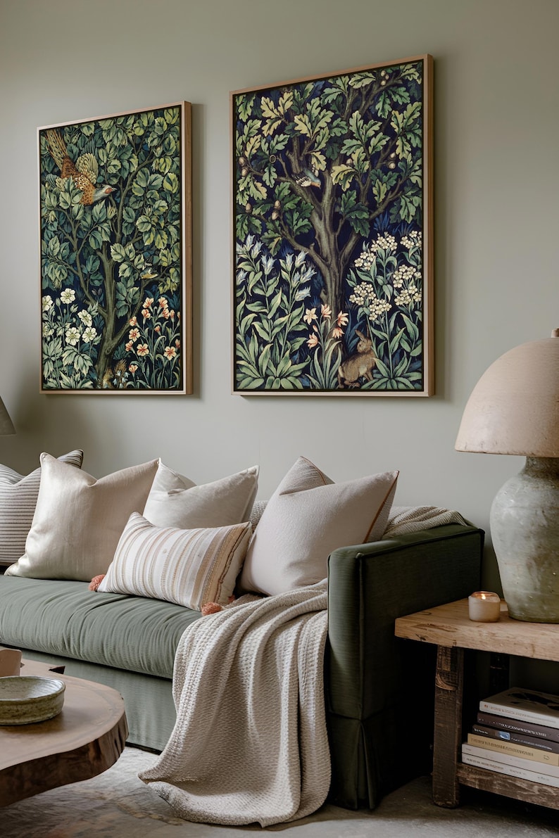 Framed William Morris Canvas Print Set, Botanical Wall Art, Vintage ...