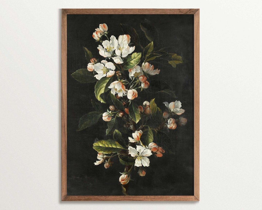 Dark Botanical Print - Blossoms | Flower Wall Art, Dark Academia Decor ...