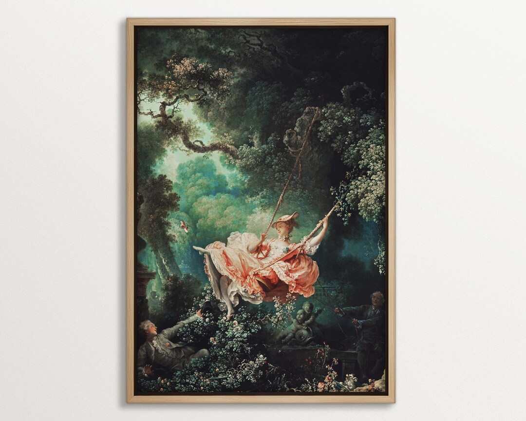 Rococo Canvas Print the Swing Framed Large Wall Art, Maximalist Living ...