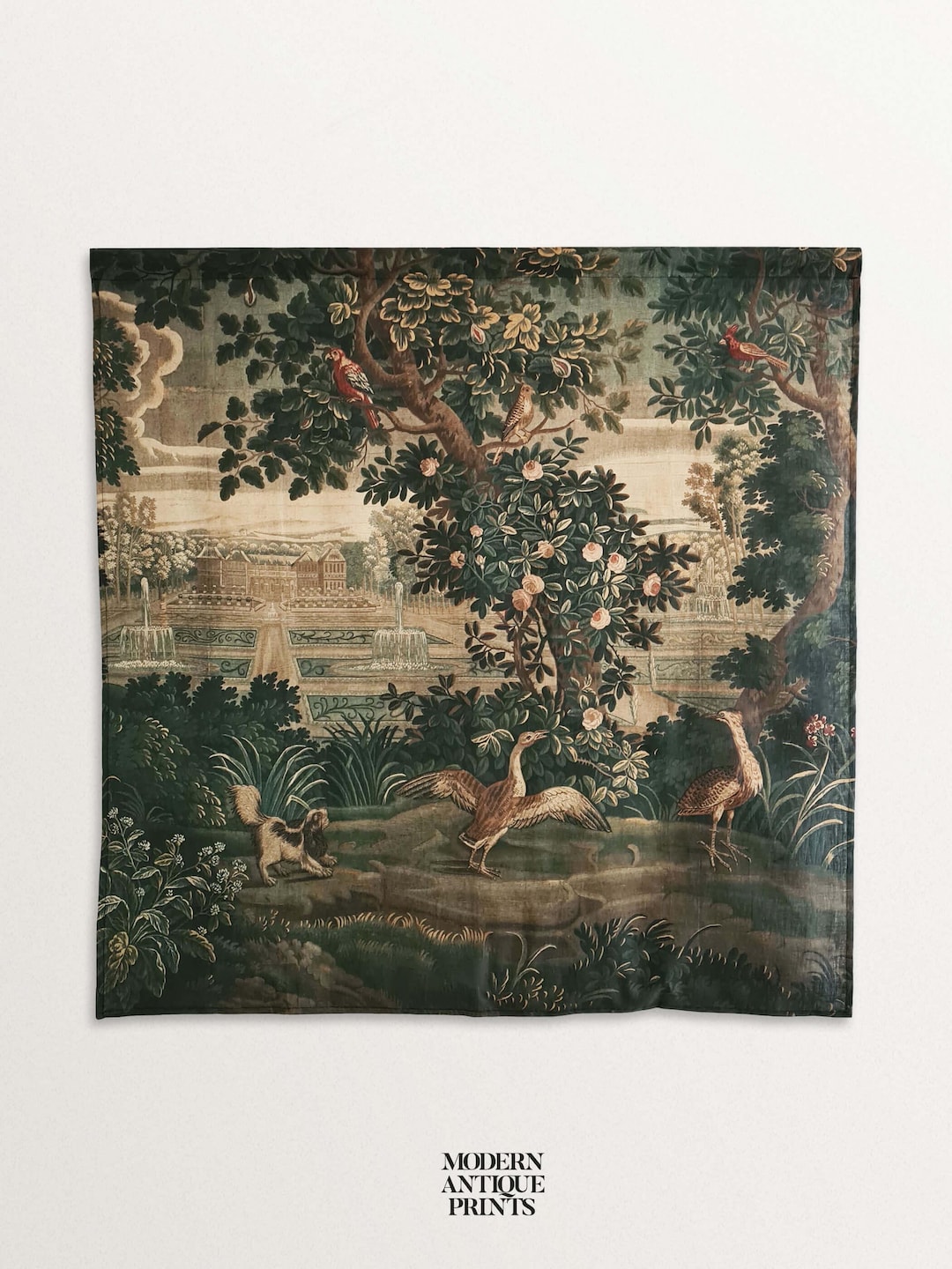 Rococo Tapestry Wall Hanging With Verdure Landscape – Handmade Home ...