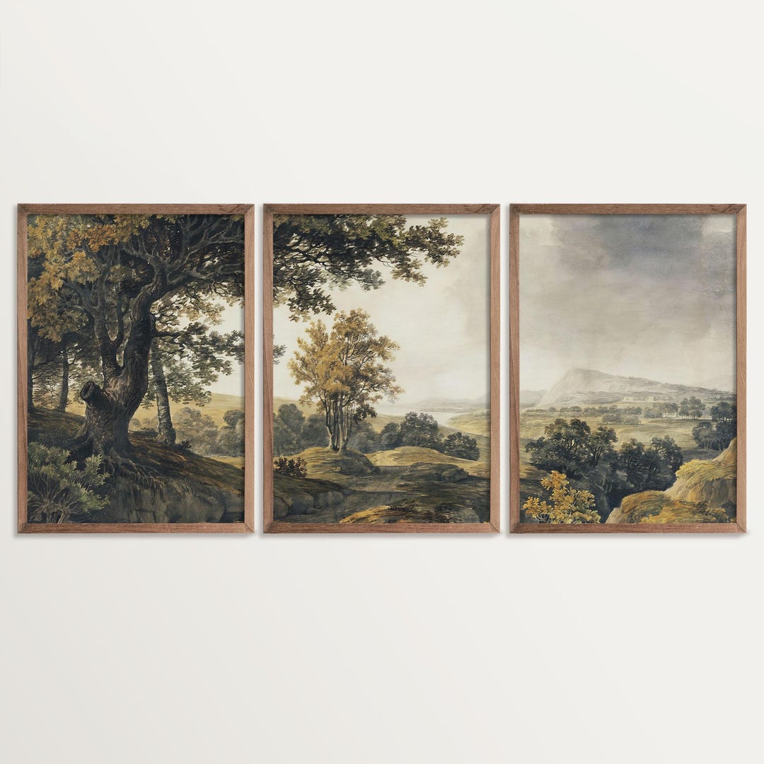 Large Landscape Triptych Wall Art Set – Rustic Countryside Prints ...