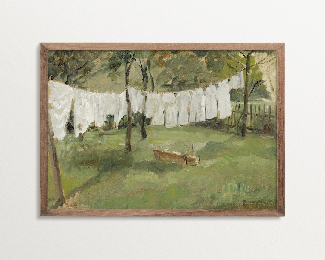 Laundry Room Art - Clothesline | Vintage Farmhouse Decor | Antique Wall ...