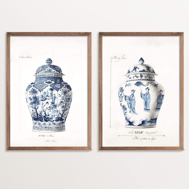 Pair of Blue Ginger Jars - Etsy