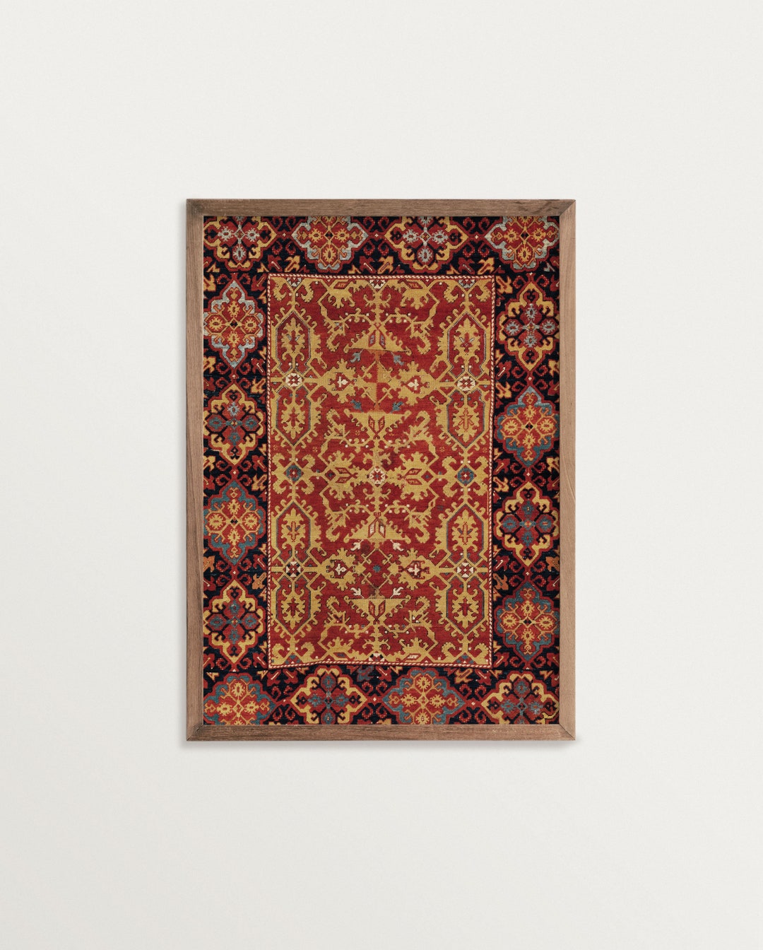 Vintage Rug Print Ornamental Lotto Carpet Fabric Art Print Boho Home ...