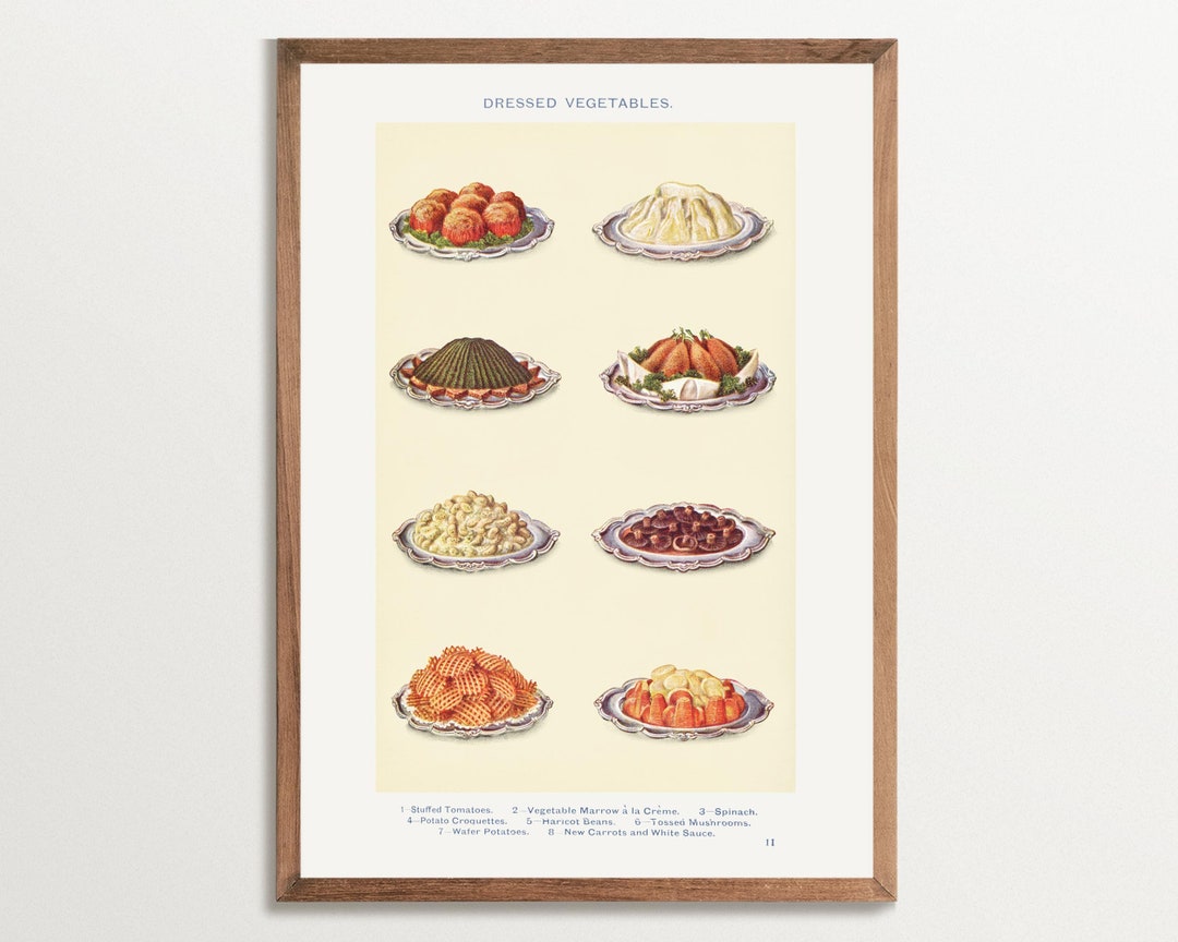 Vintage Food Poster, Kitchen Art Print, Retro Wall Art, Vegetables ...
