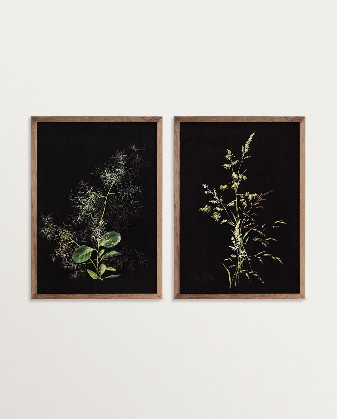 Dark Botanical Print Set of Two Prints Moody Floral Print, Dark ...