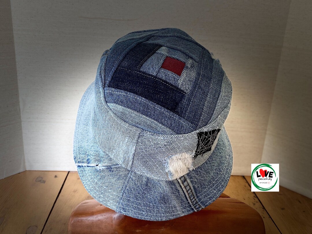 Large Denim Bucket Hat, Handmade and up Cycled From Distressed Jeans ...
