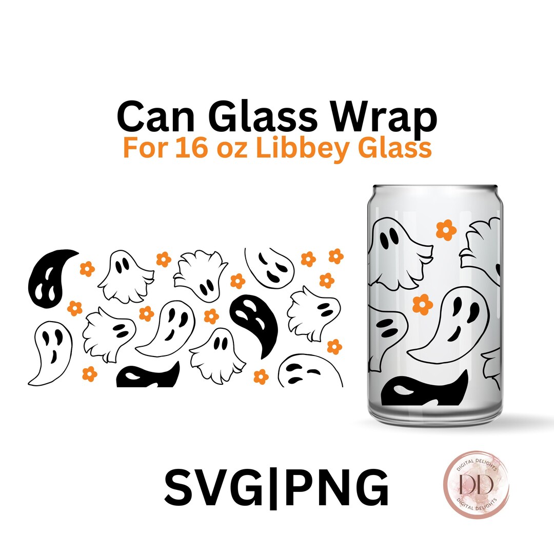 Retro Happy Ghosts SVG, Spooky Wrap, Glass Can Cut File, Halloween Wrap ...