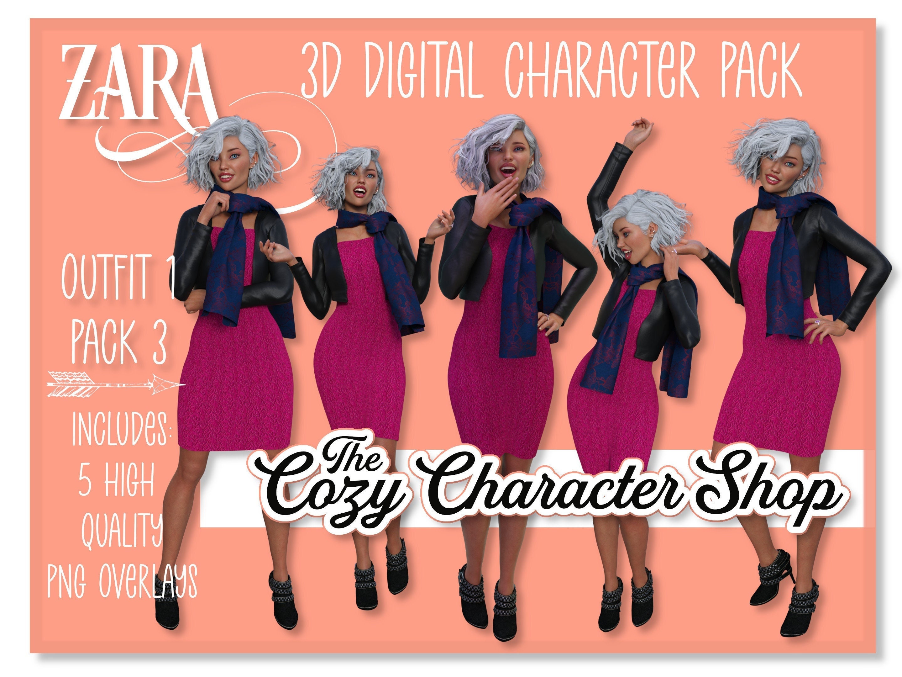 5 PNG Cover Stock Images Photo Art Female Action Poses ZARA Outfit 2 ...