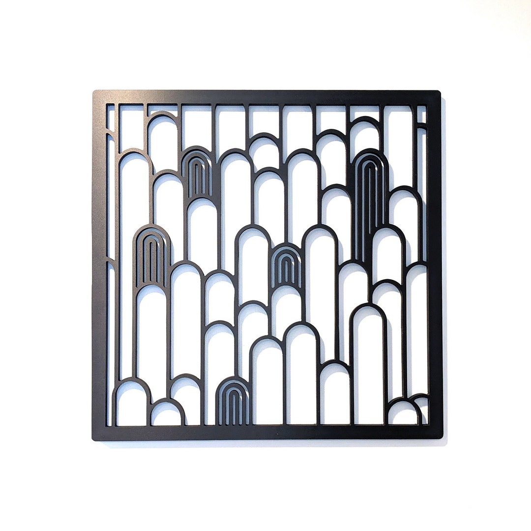 Mid Century Arch Wall Art - Geometric Arch Art - Large Square Wall Art ...