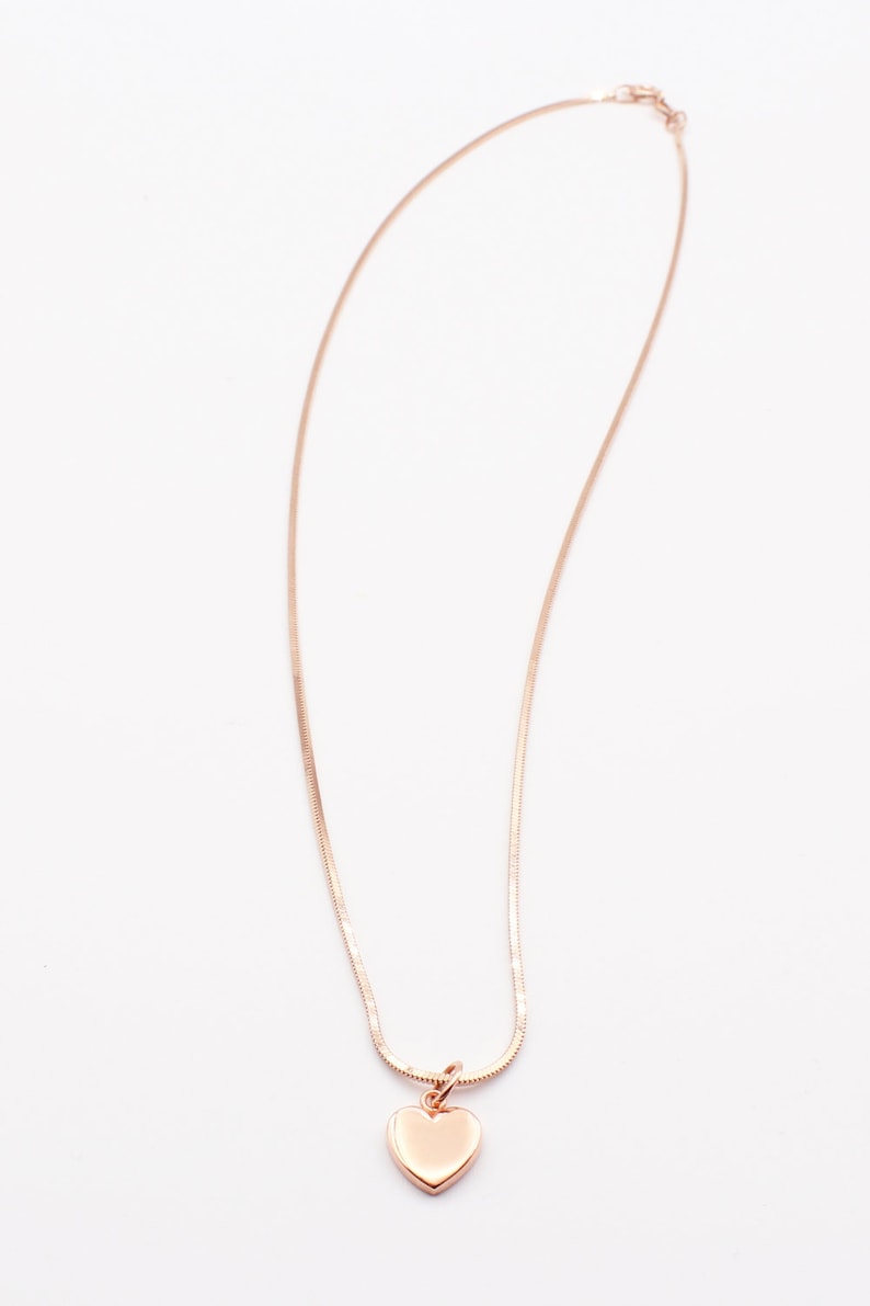 Rose Gold Snake Chain Necklace With Rose Gold Heart Rose Gold - Etsy
