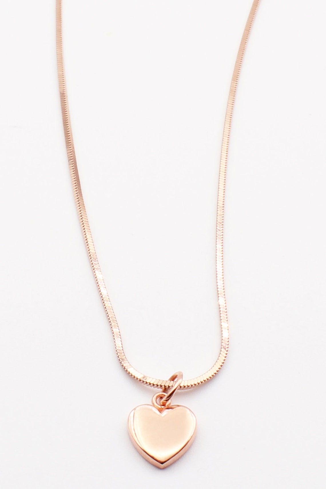 Rose Gold Snake Chain Necklace With Rose Gold Heart Rose Gold - Etsy