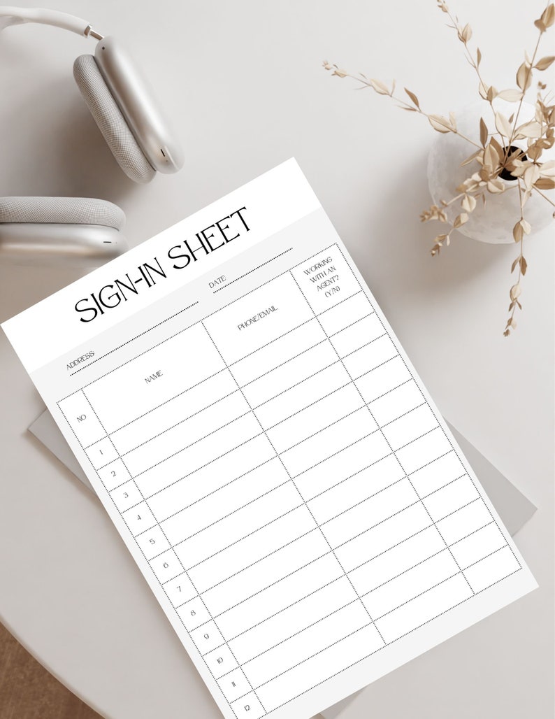 Simple open House Sign in Sheet for Realtors With Large Sign in Slots ...
