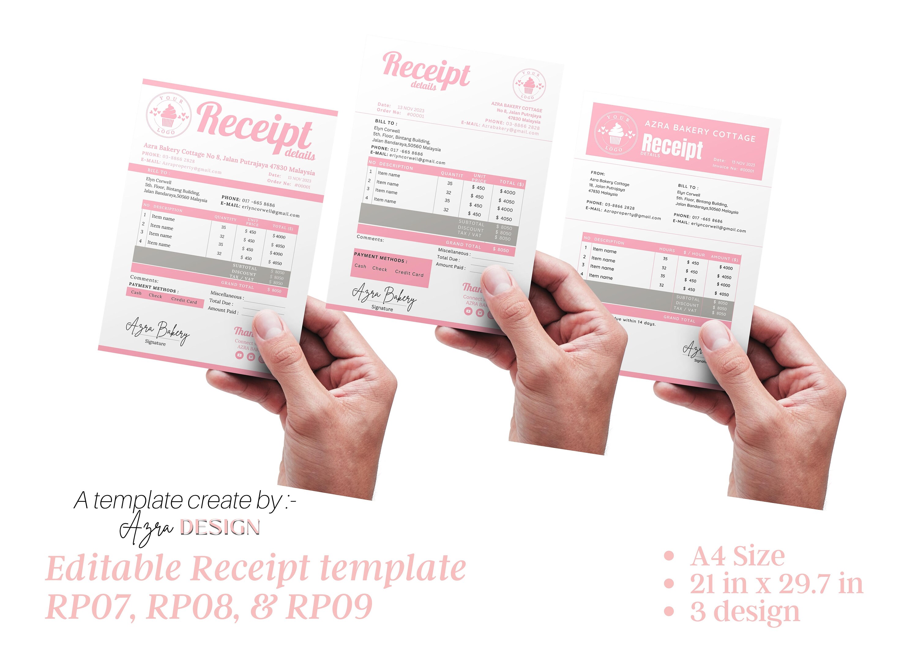 Editable Cake Receipt Template Cafe Cash Receipt Minimalist - Etsy Canada