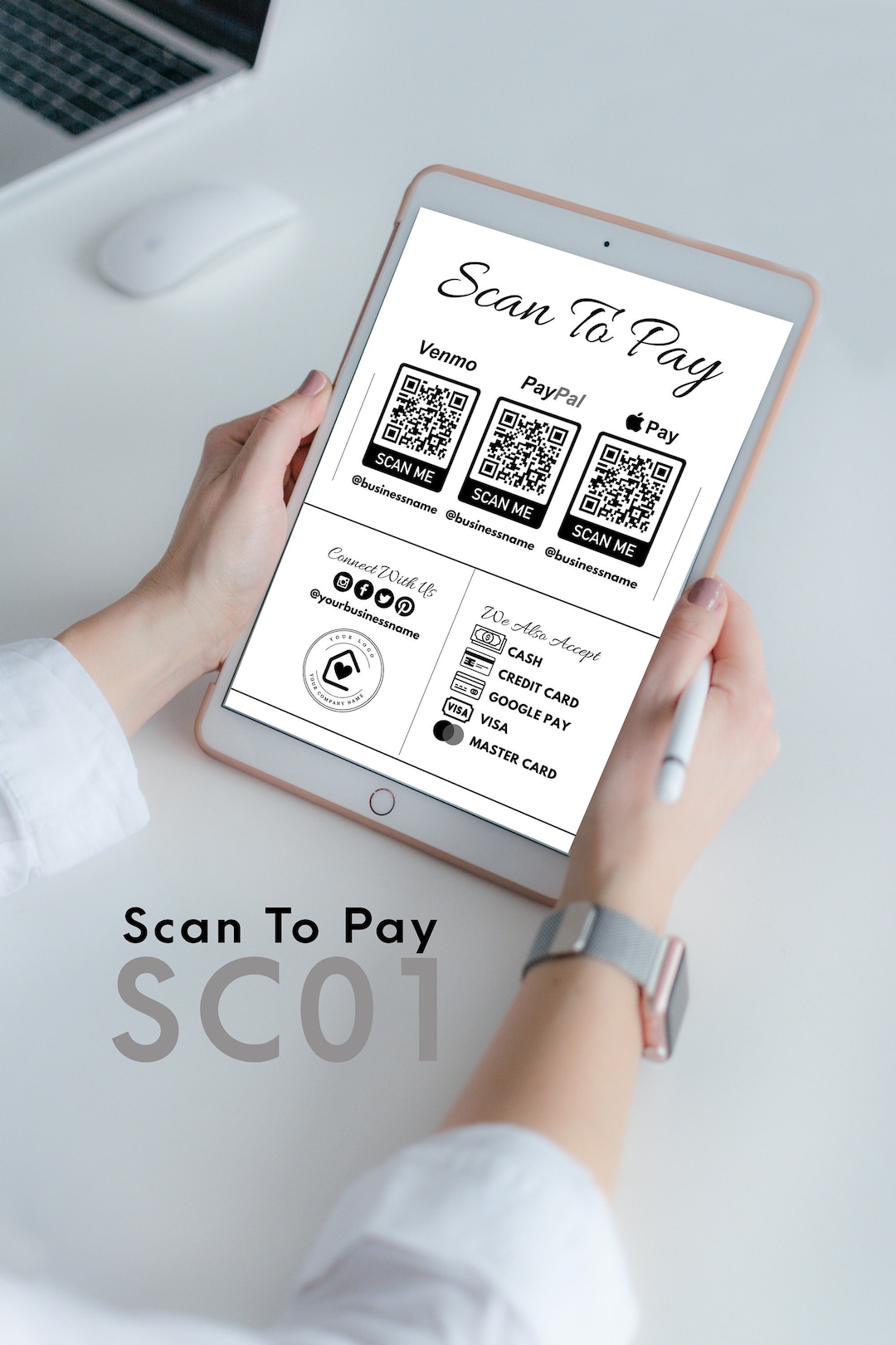 Buy Editable Scan to Pay Card QR Code Sign Template Editable Online in ...