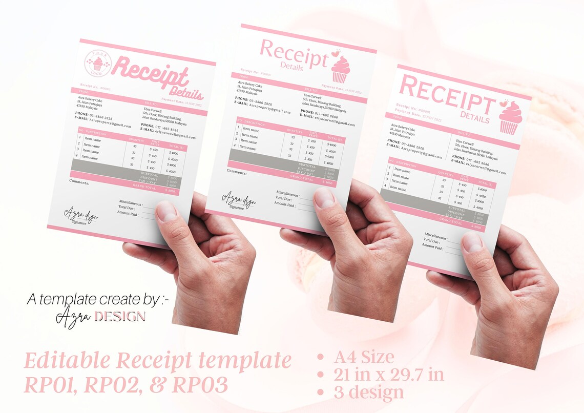 Editable Receipt Template Bakery Invoice Template Editable - Etsy