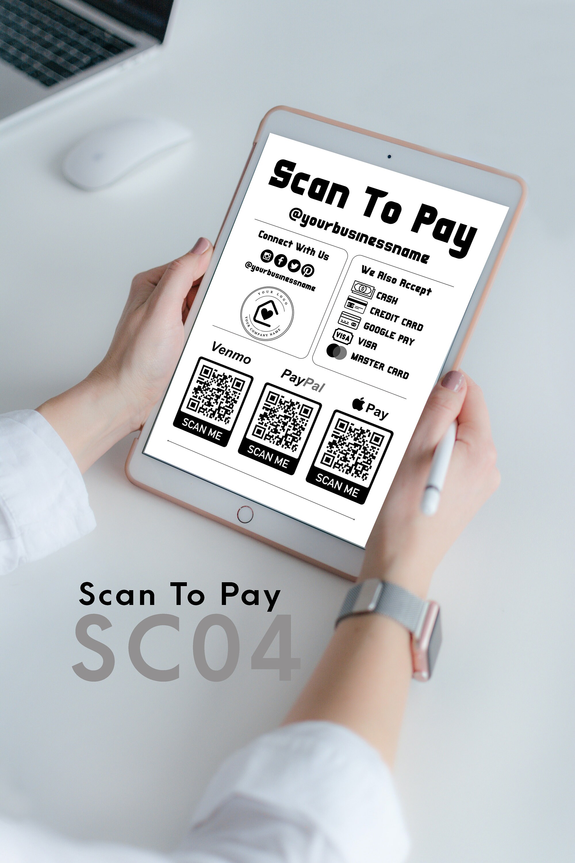 Editable Scan to Pay Card QR Code Sign Template Editable - Etsy