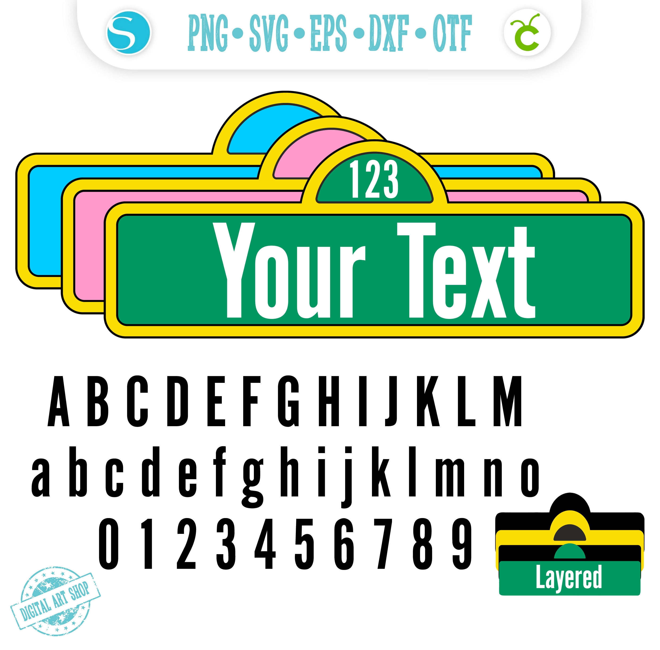 Sesame Street Sign Font Sesame Street SVG Elmo 123 PNG EPS DXF