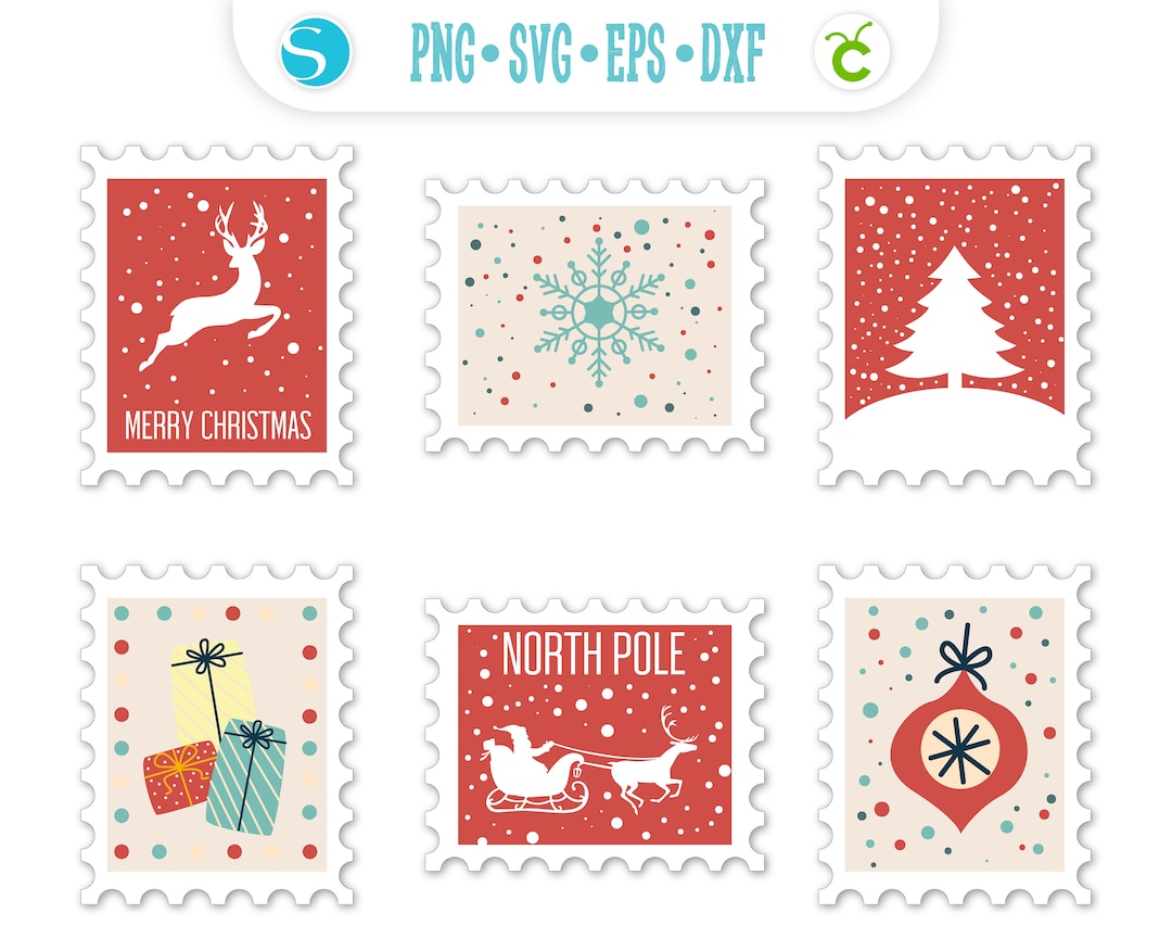Merry Christmas Stamps SVG PNG, Stamps Christmas Gift, Christmas Stamp ...