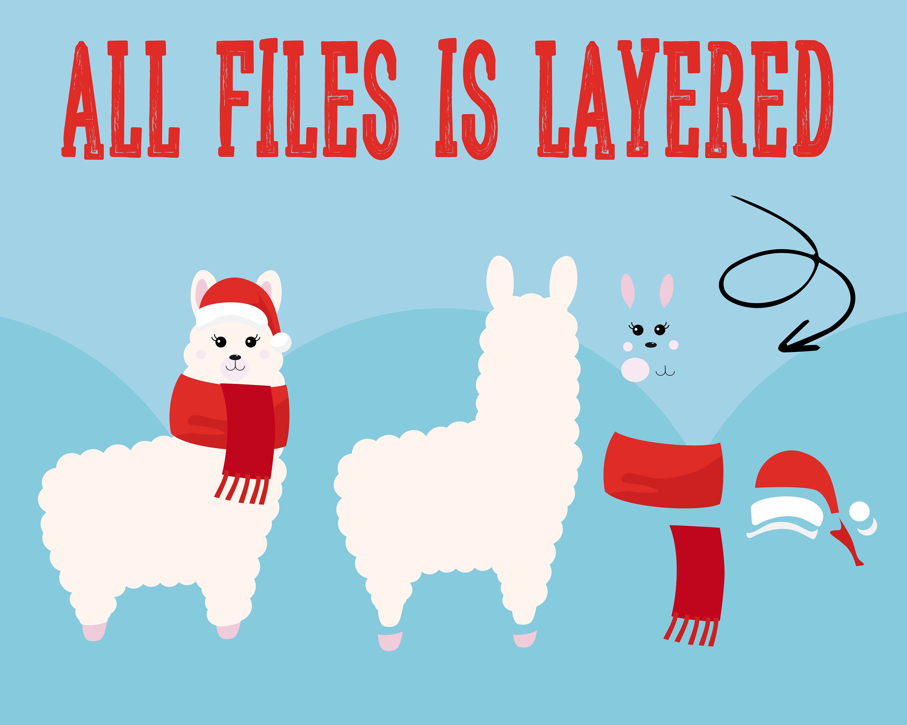New Year Lama SVG Vector Cricut, Christmas Lama Layered, Lama Cut SVG ...