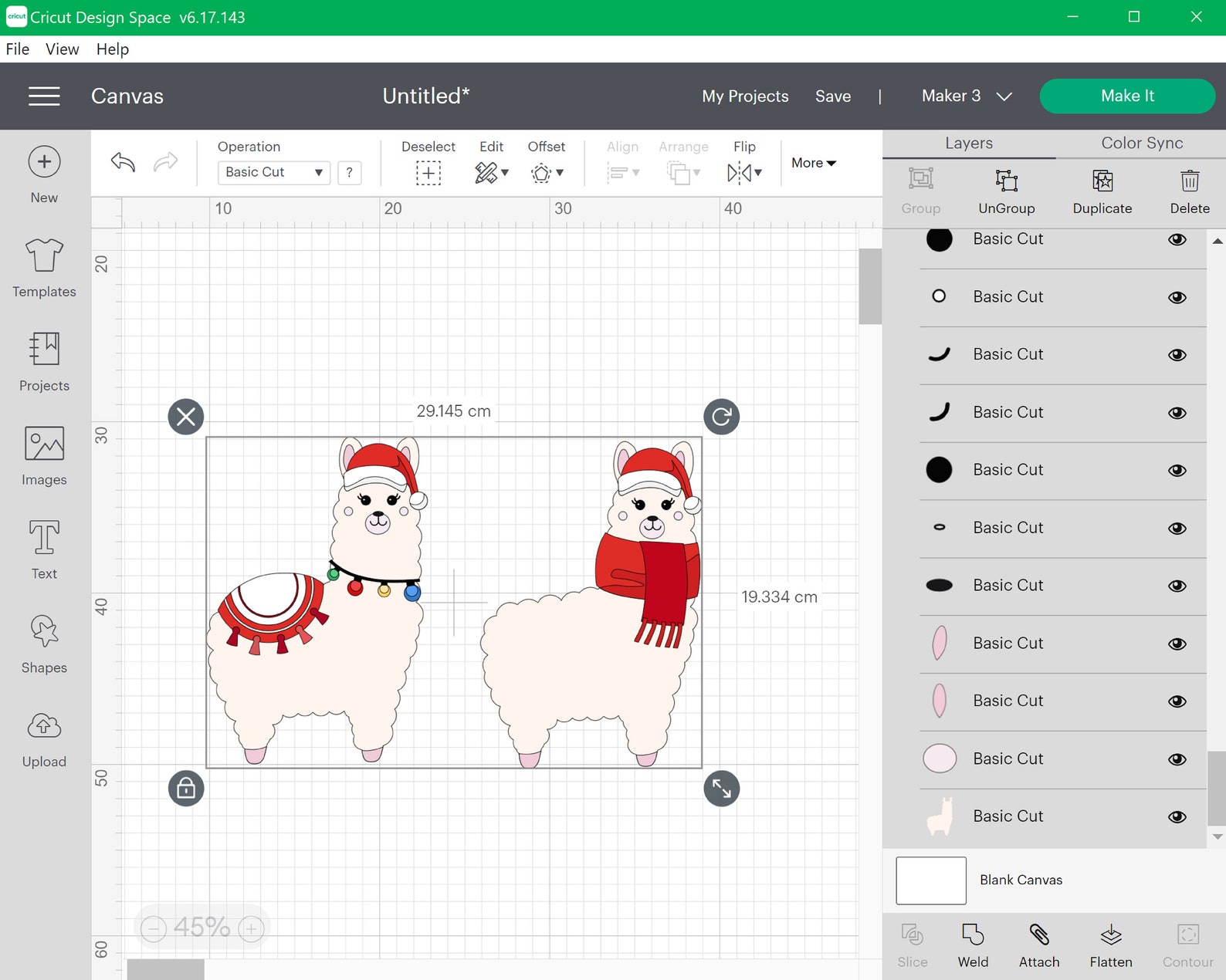 New Year Lama SVG Vector Cricut, Christmas Lama Layered, Lama Cut SVG ...