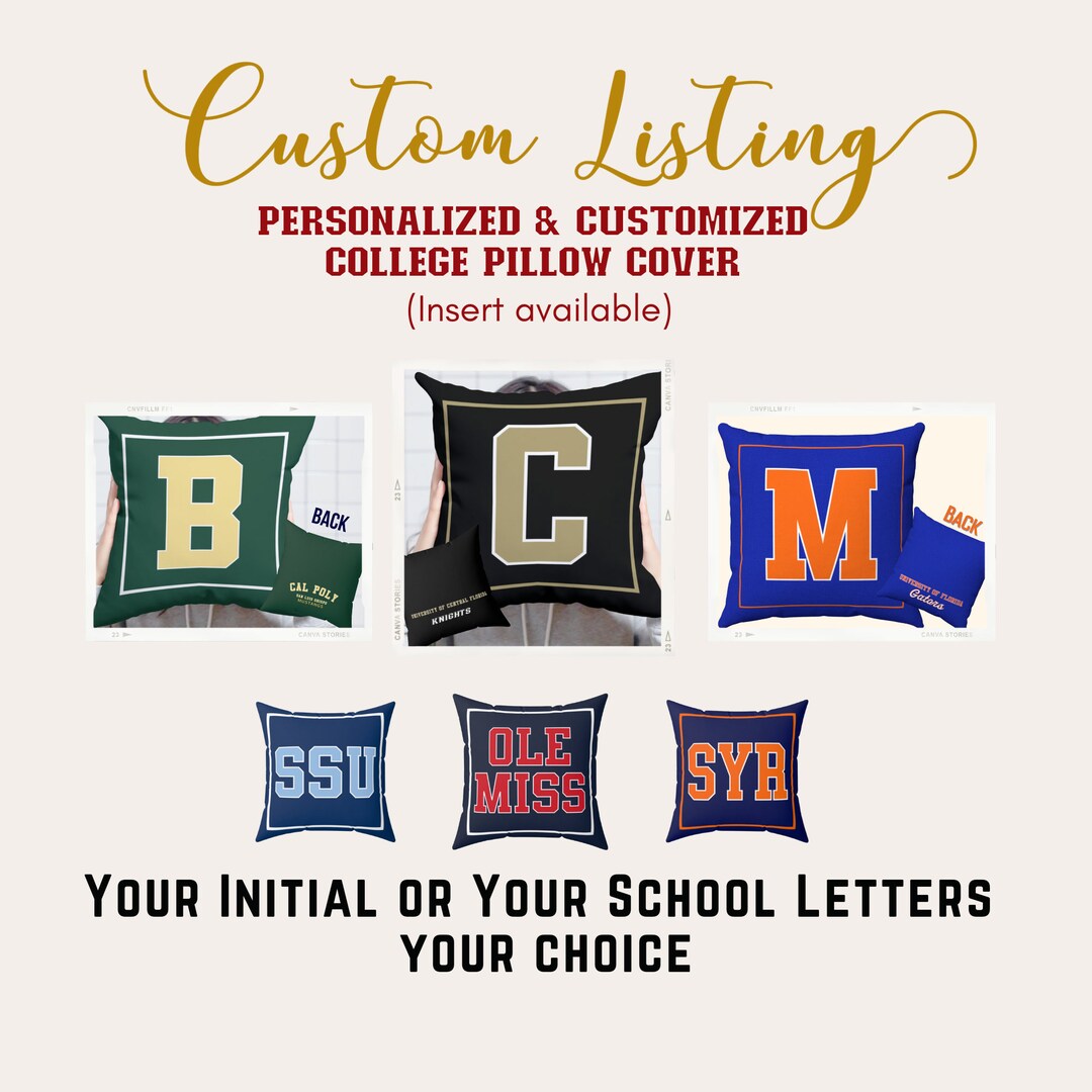 College Pillow Cover, Custom College Pillow, College Acceptance Gift ...