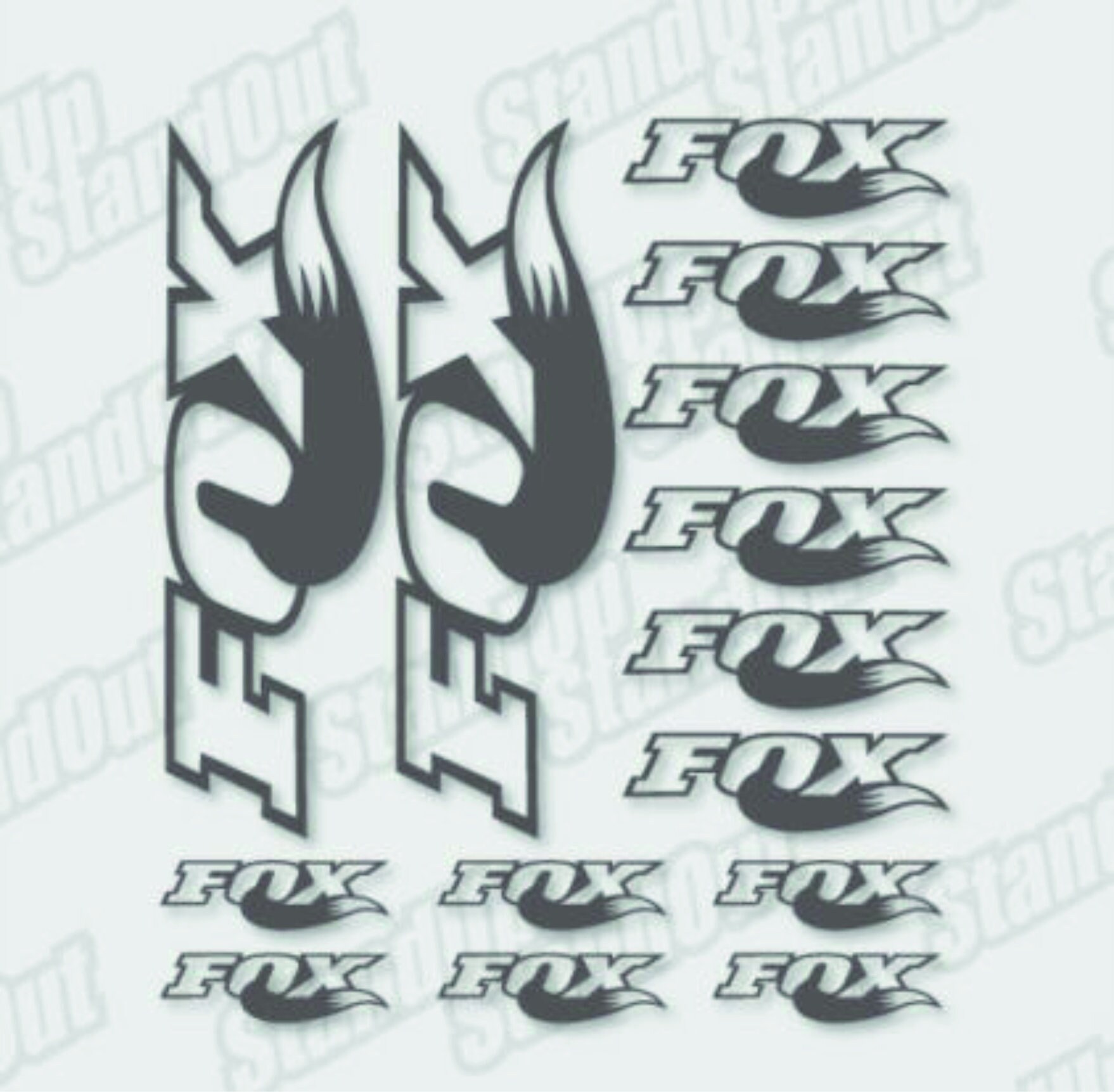 Fox Racing Motorcycle Bike Decals Stickers Set Vinyl Red Black Logo ...