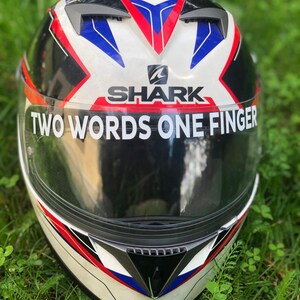 Two Decals Visor Text Stickers Decals Vinyl for Motorcycle Bicycle Mtb ...