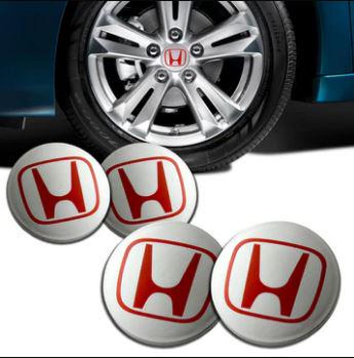 4x Logo Sticker Wheel Center Caps Decal for Honda CIVIC ACCORD CRV Vtec ...