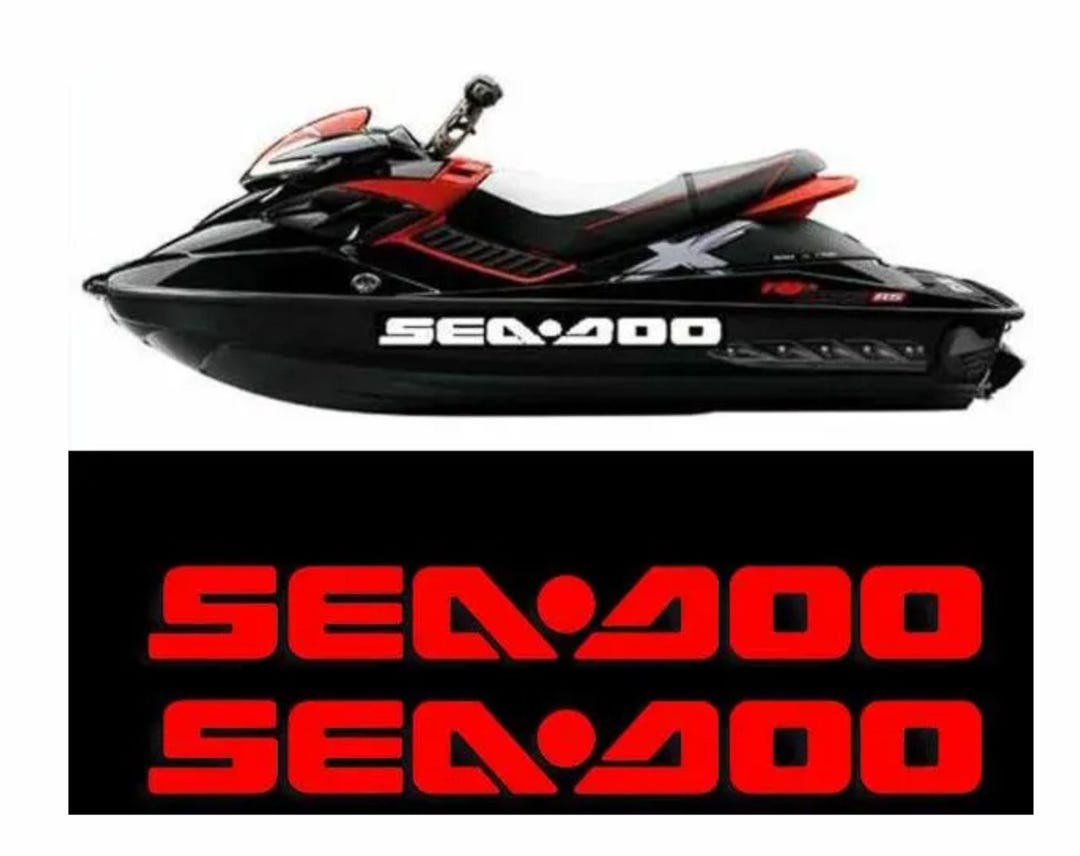 Two (2) SEA-DOO Decals Stickers Boat Hull Side Emblem Pair Marine Logo ...