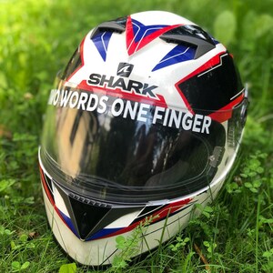 Two Decals Visor Text Stickers Decals Vinyl for Motorcycle Bicycle Mtb ...