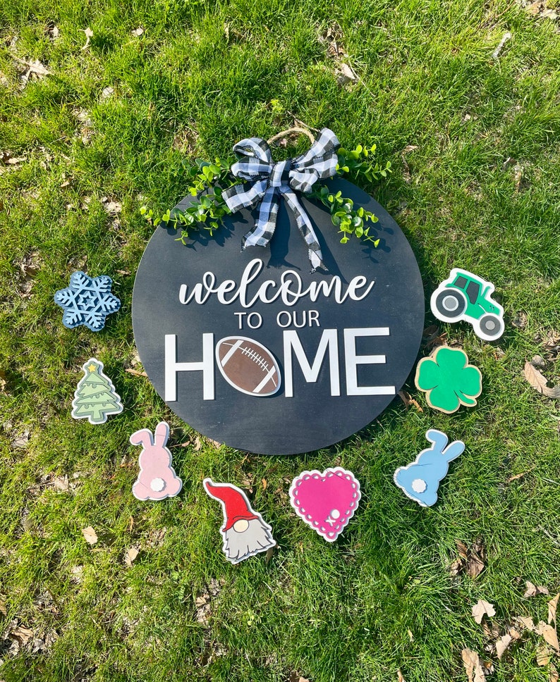 Welcome Sign With Interchangeable Icons Interchangeable Door - Etsy Welcome Sign With Interchangeable Icons Interchangeable Door - Etsy