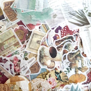 The Random 55 Pcs Junk Journal Ephemera Stickers and Papers - Etsy