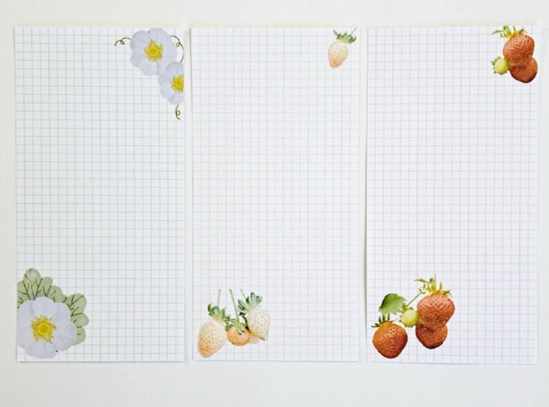 The Strawberry Memo Notepad, 3 Different Strawberry Designs - Etsy