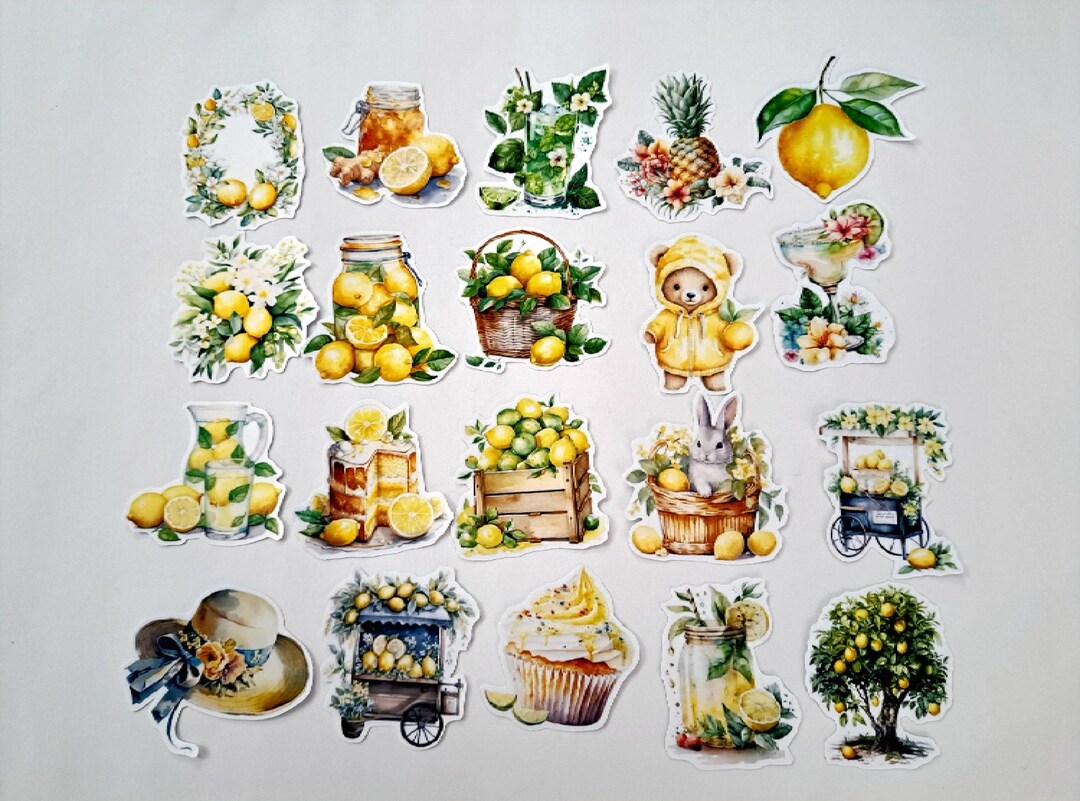 The Cute Variety Lemon Design Flake Stickers - Etsy