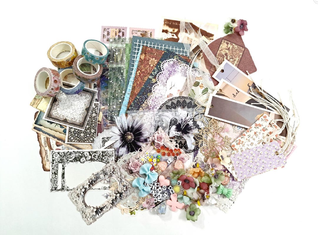 The 110pcs Random Junk Journal Material Pack - Etsy