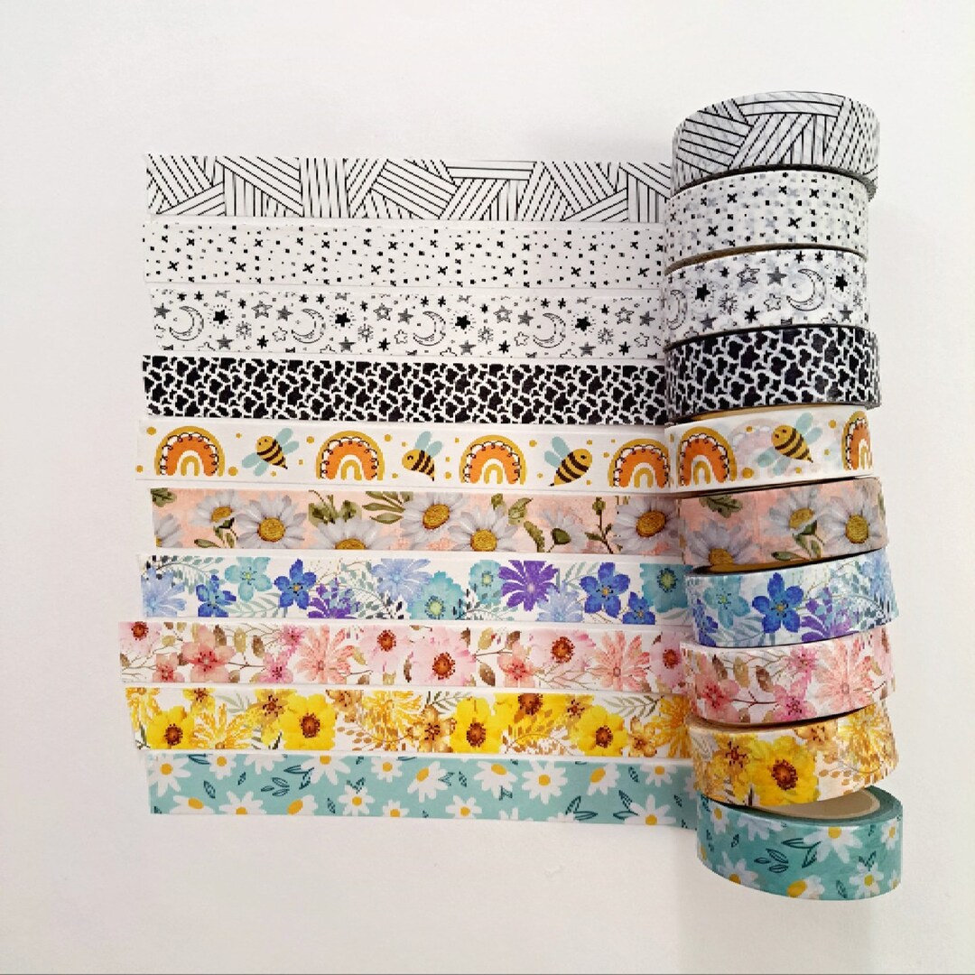 The Floral, Simple Patten and Gold Foil 24inch Sample Washi Tape - Etsy