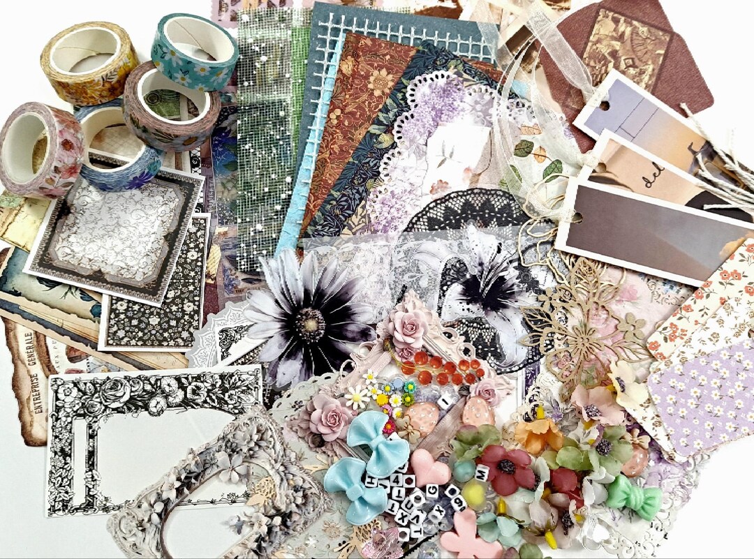 The 110pcs Random Junk Journal Material Pack - Etsy