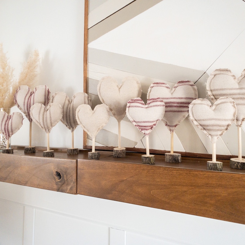 Fabric Hearts on a Stand - Etsy