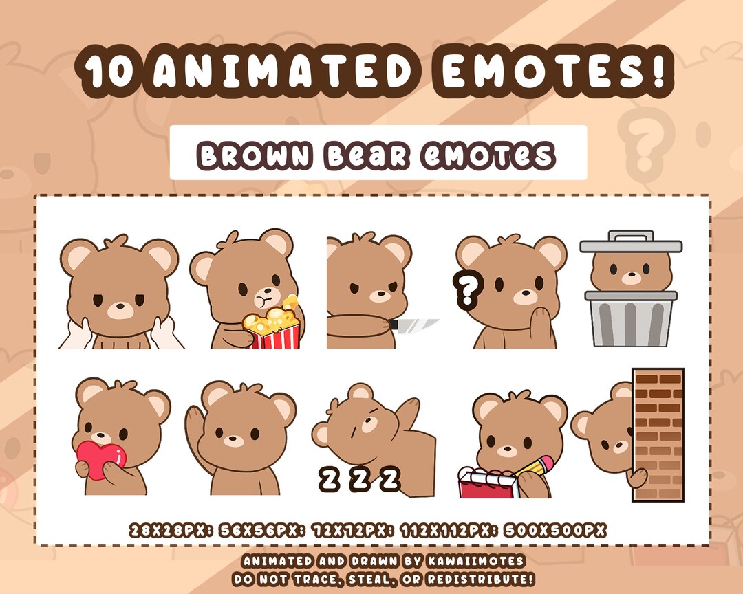 BROWN BEAR EMOTES | Animated and Static Bear Emotes | Cute Bear Emotes ...