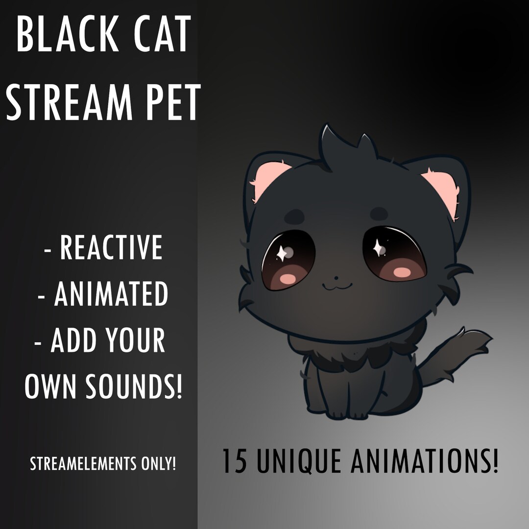 CAT STREAM PET Black Cat Twitch Pet Widget Cute Animated Stream Pet ...