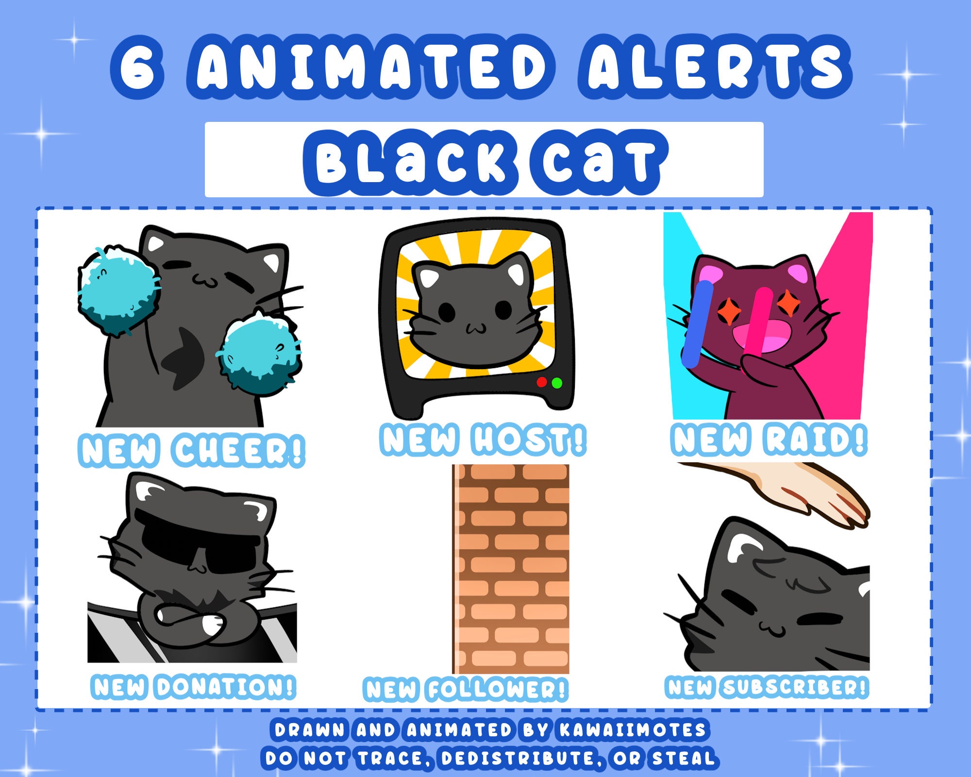 BLACK CAT ALERTS | 6 Unique Cat Alerts | Animated Twitch Alerts | Cat ...