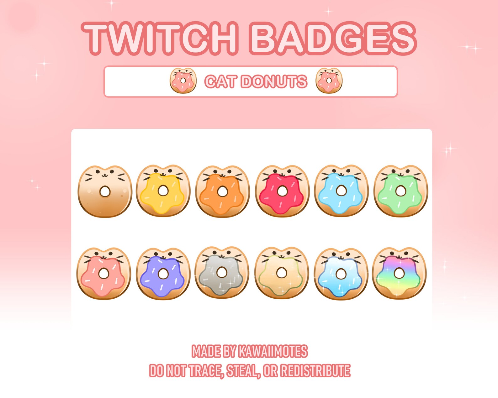 CUTE CAT DONUTS | Twitch Badges | Cute Badges | Pastel Aesthetic | Food ...