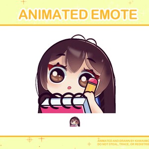 ANIMATED NOTES EMOTE Brown Hair Girl Emote Note Taking Emote Journal ...