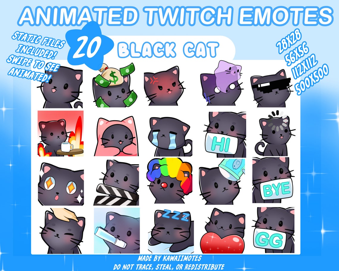 GATO NEGRO ANIMADO / Emotes animados de Twitch / Emote de gato de ...