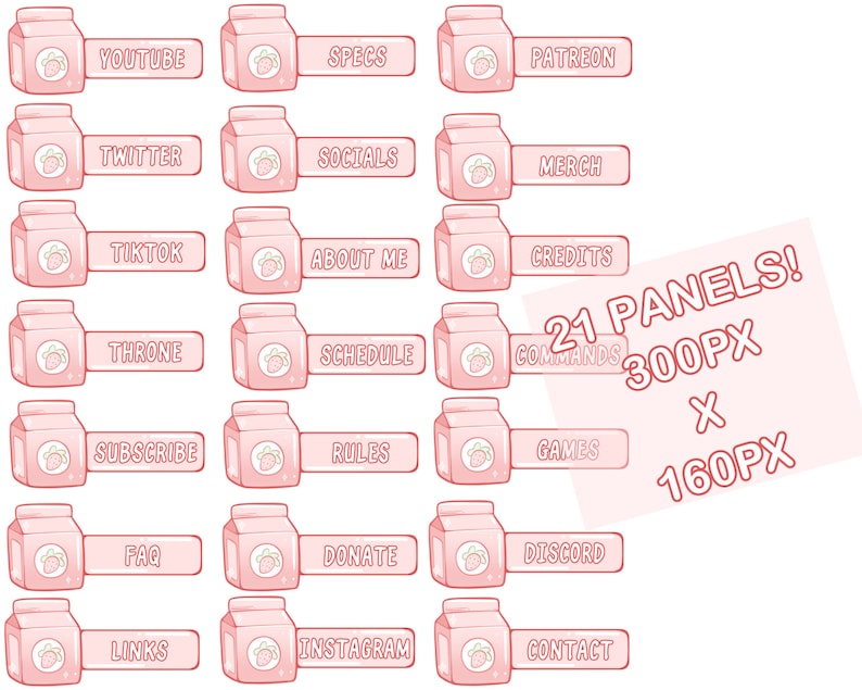 ANIMATED Twitch Bundle Strawberry Milk Theme Pastel Twitch Overlay ...